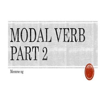Modal verb part 2 | PPTX