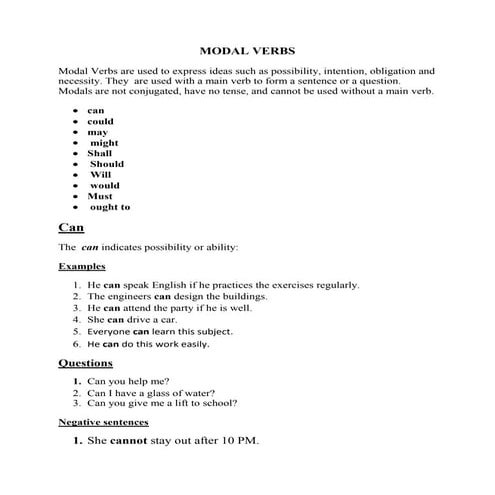 Modal verbs | PDF