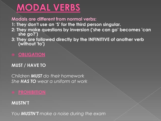 Modal verbs of obligation, permission, prohibition | PPTX