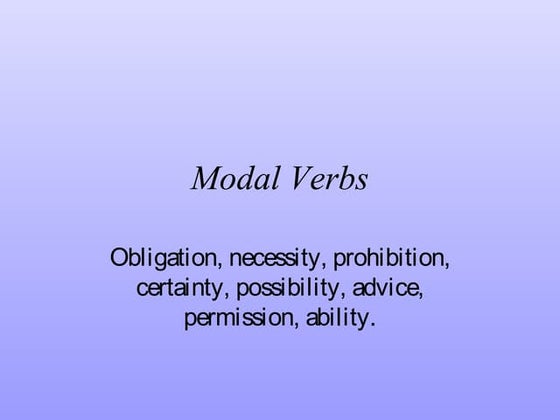 Modals verbs | DOC