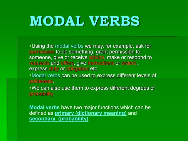 Modal verbs of obligation, permission, prohibition | PPTX