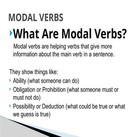 MODAL VERBS.pptx Introduction to modal verbs | PPTX