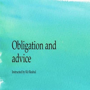 Modal Verbs of Obligation and Advice: Use and Example Sentences | PPT