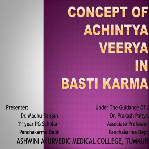 MODE OF ACTION OF BASTI KARMA | PPTX