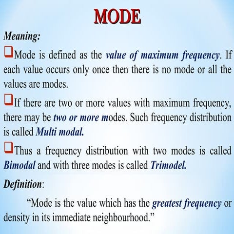 Statistics- mode-Grouping and analysis method | PPT