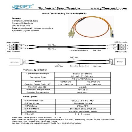 Mode conditioning-patch-cord-specification | PDF