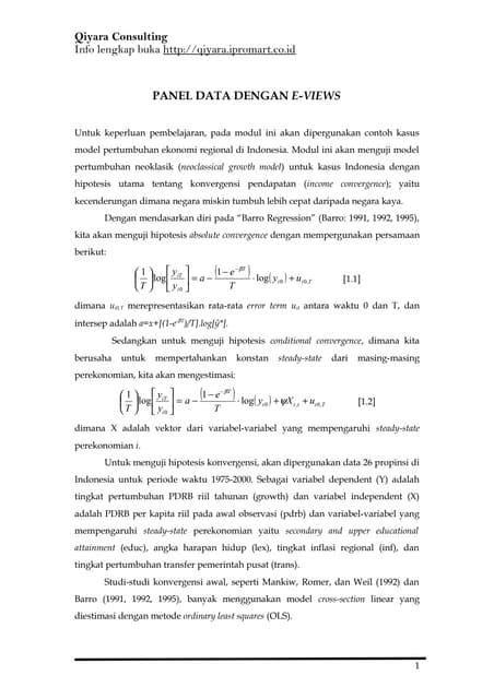 Regresi Data Panel | PPTX