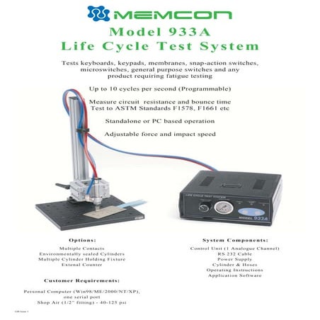 Memcon Model 933 a-life-cycle-test-system | PDF