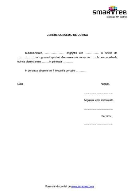 Model cerere suspendare contract pentru concediu crestere copil | DOC