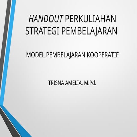 model-kooperatif (Bahan perkuliahan strategi pembelajaran) | PPT