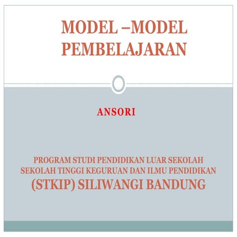 model model pembelajaran yang bisa dicontoh | PPT