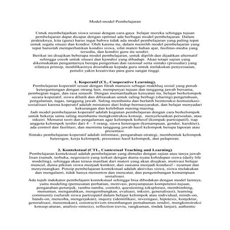 Model model pembelajaran | PDF