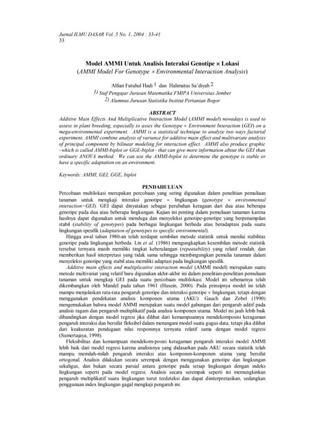 Model Ammi Untuk Analisis Interaksi Genotipe X Lokasi (Indra Herlangga) | PPTX