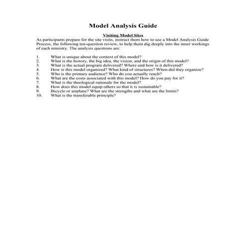 Model Analysis Guide | DOC