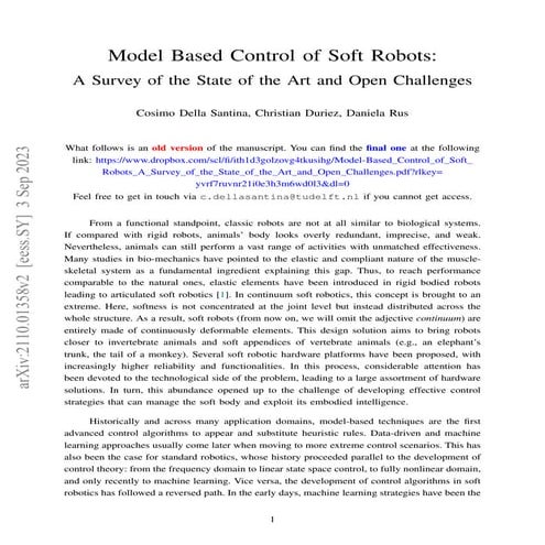Model Based Control of Soft Robots and Optimal.pdf