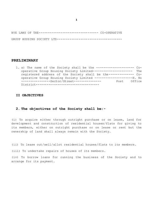 Apartment Association Byelaws Template | DOC