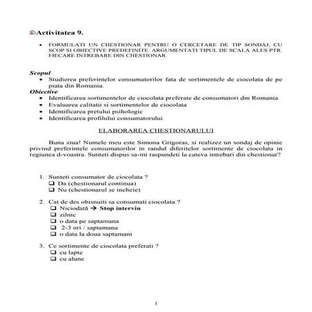 Model chestionar | DOC