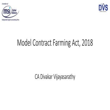 Model contract farming act, 2018 | PPTX