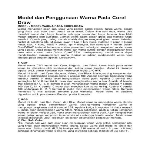 Model dan penggunaan warna pada corel draw | DOCX