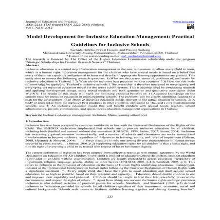 Model development for inclusive education management practical ...