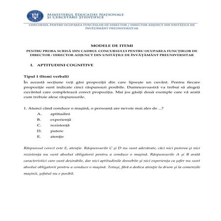 Modele itemi proba scrisa | PDF