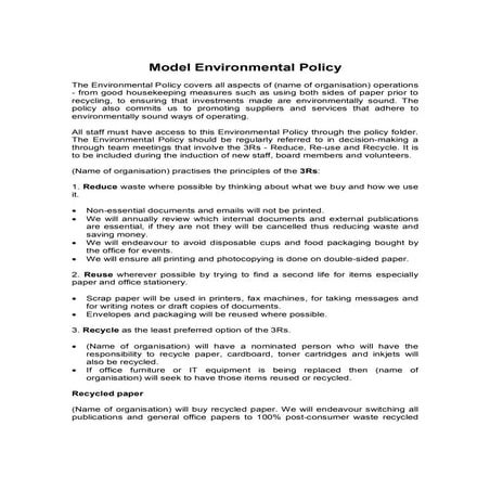 Model environmental policy | PDF
