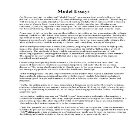 Model Essays. A Model Essay Structure! A Guide to A Model Essay ...