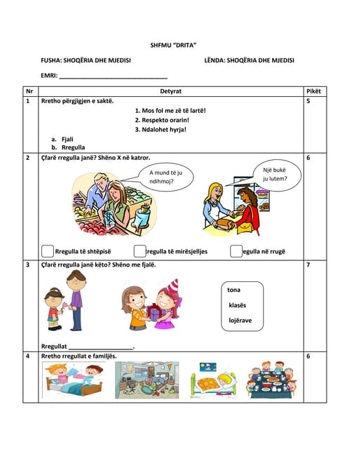 Testime ne-lenden-e-gjuhes-shqipe-per-klasat-fillore | PDF