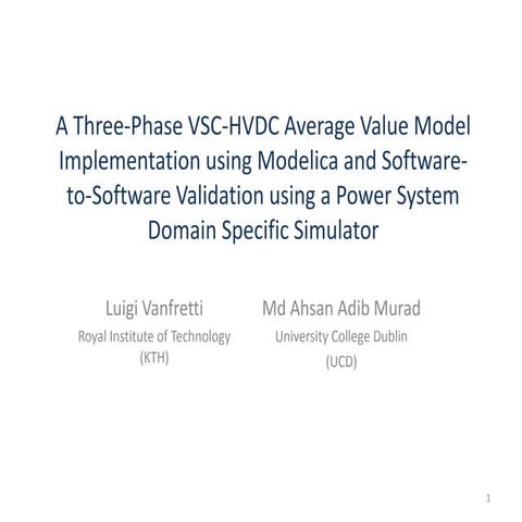 A Three-Phase VSC-HVDC Average Value Model Implementation using Modelica and Software-to ...