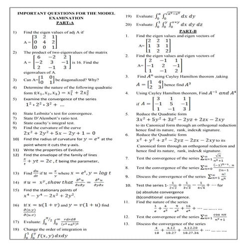 Model imp qs for ma6151 | PDF