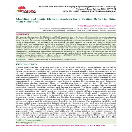 Modeling And Finite Element Analysis For A Casting Defect In Thin Wall Structures Ijeert 2015 Pdf