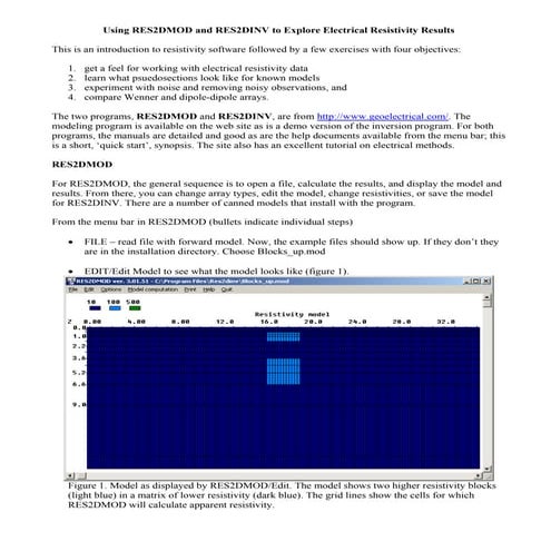 Modeling electrical resistivity with res2 dmod | PDF