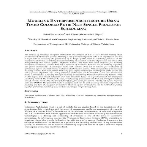 Modeling enterprise architecture using timed colored petri net single processor scheduling | PDF