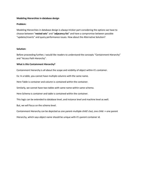 Modeling Hierarchies In Database Design Pdf