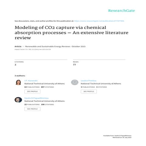 Modeling of co2 capture via chemical absorption processes an ...