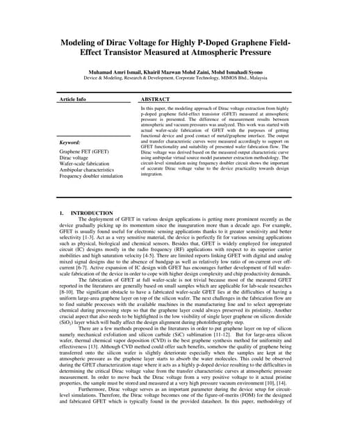 Graphene Field Effect Transistor Simulation With Tcad On Top Gate Dielectric Influence Pdf