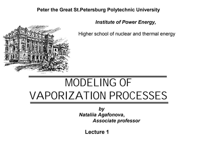Modeling Of Vaporization Processes Lecture 1 Pdf