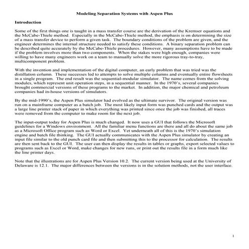 Aspen Custom Modeler Overview | PDF