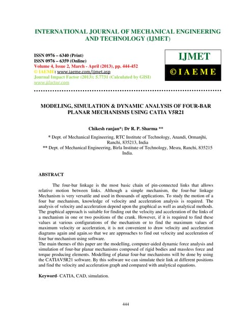 Dynamic force analysis slider crank mechanism | PPTX | Physics | Science