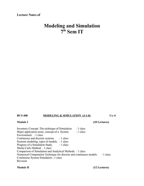 System Modeling And Simulation Introduction Ppt 6783