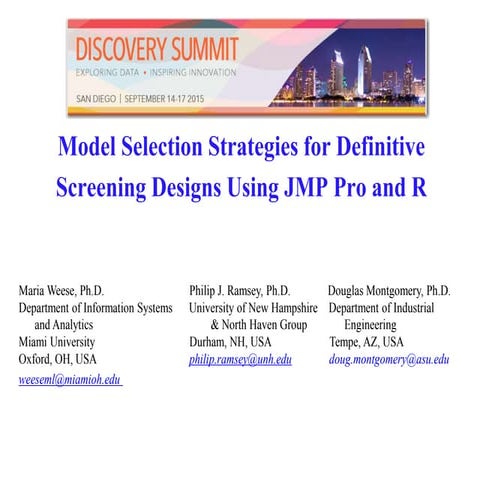 Modeling strategies for definitive screening designs using jmp and r | PPTX