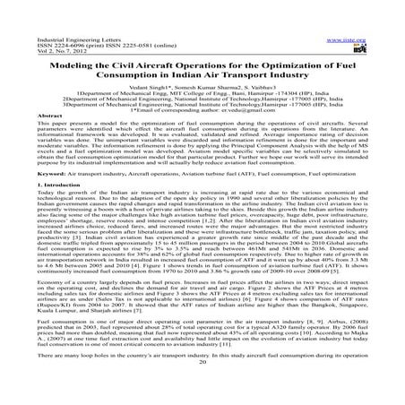 Modeling the civil aircraft operations for the optimization of fuel | PDF