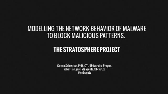 Modeling The Network Behavior Of Malware To Block Malicious Patterns
