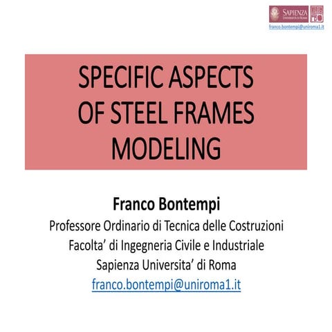 Specific aspects of steel frames modeling | PPT