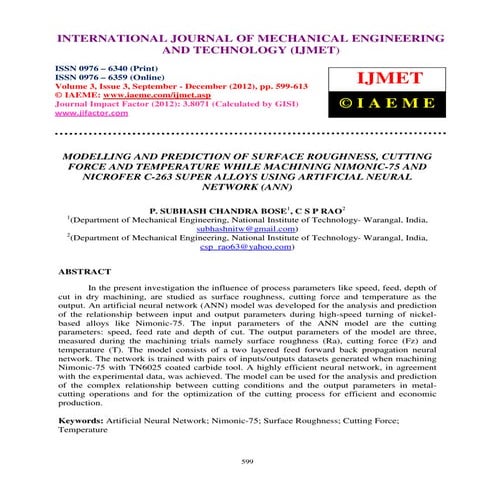 Modelling And Prediction Of Surface Roughness Pdf