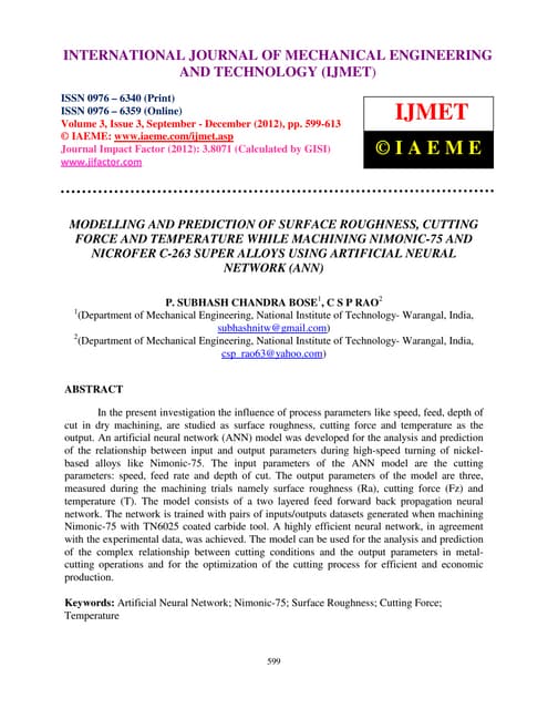 Modelling And Prediction Of Surface Roughness Pdf