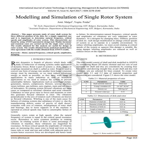 Modelling and simulation of single rotor system | PDF