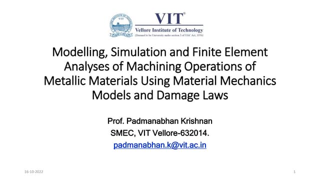 Modelling Simulation And Finite Element Analyses Ofpptx Physics