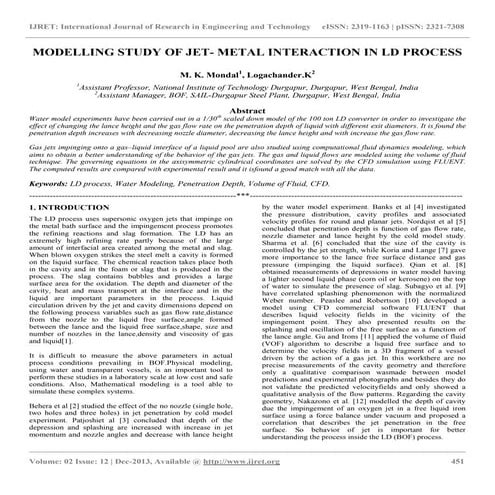 Modelling study of jet metal interaction in ld process | PDF
