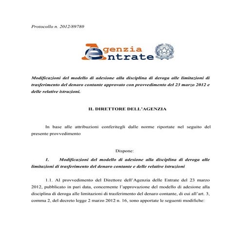 Modello deroga contante aggiornato | PDF